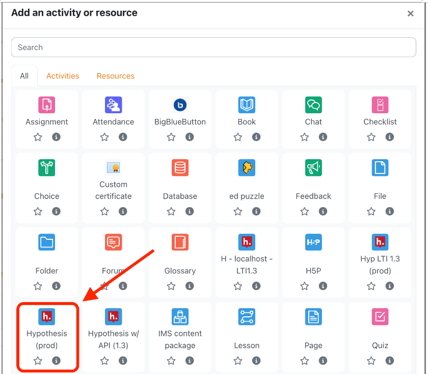 Finding the Hypothesis LMS app in your course : Hypothesis