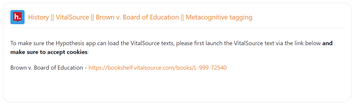VitalSource assignment example : Hypothesis