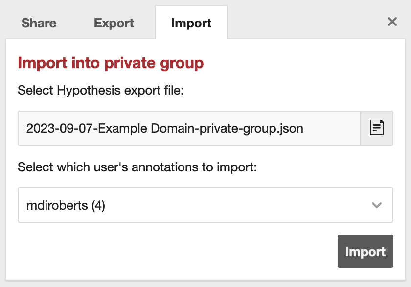 Exporting and Importing Annotations : Hypothesis