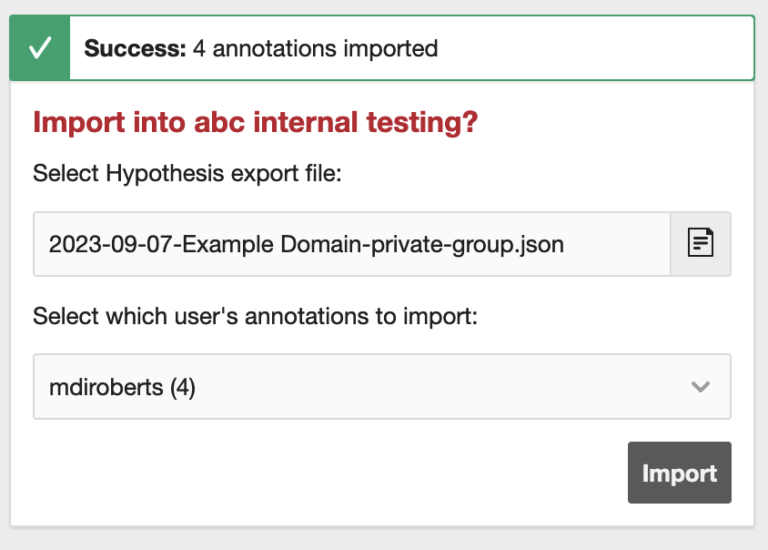 Exporting and Importing Annotations : Hypothesis