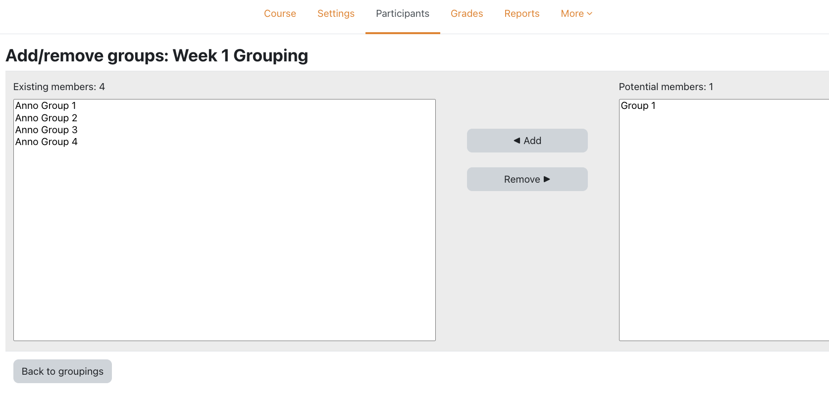 Moodle-Groups-AddGroups : Hypothesis