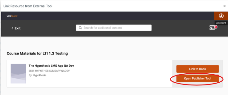 Opening the Hypothesis course tool in VitalSource : Hypothesis
