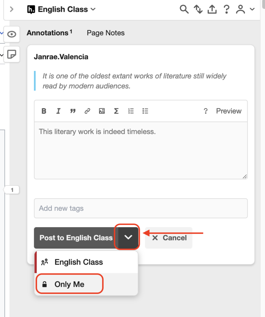 Saving Draft Annotations Before Sharing with Your Group : Hypothesis